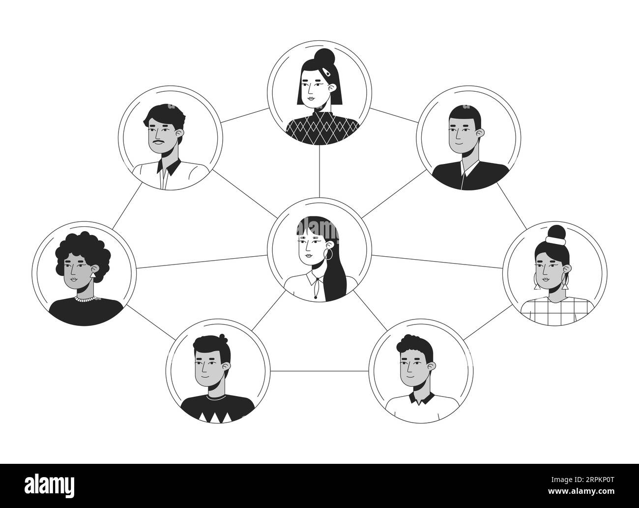 Social network bw concept vector spot illustration Stock Vector Image ...