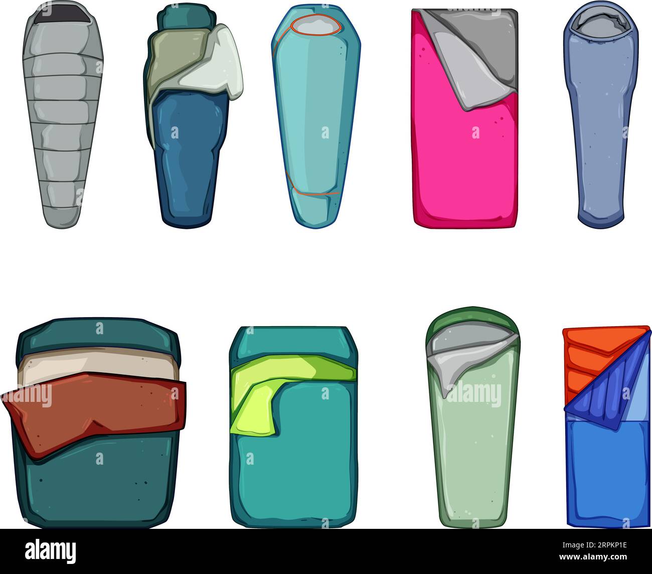sleeping bag set cartoon vector illustration Stock Vector Image & Art ...