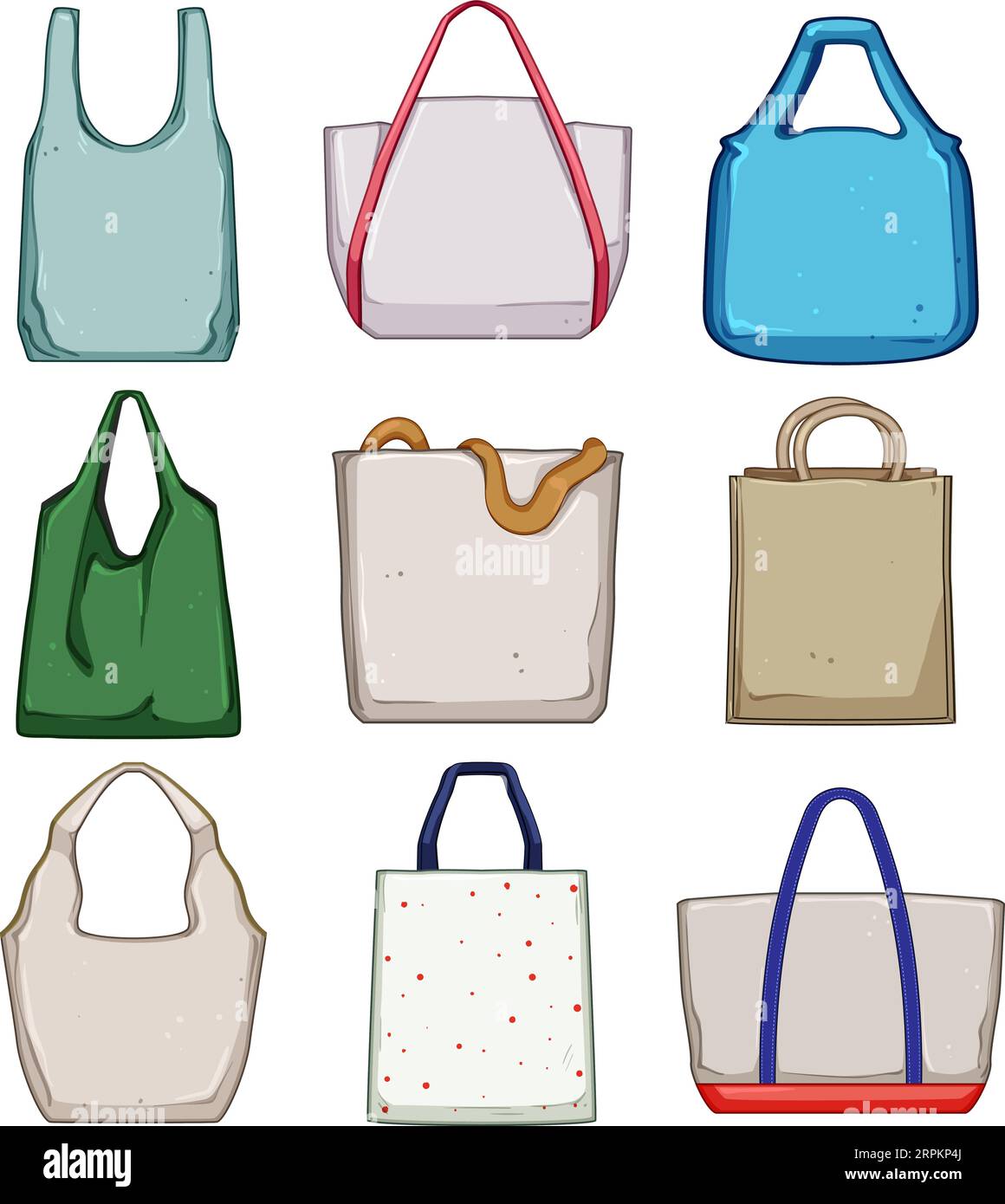 reusable bag set cartoon vector illustration Stock Vector Image & Art ...