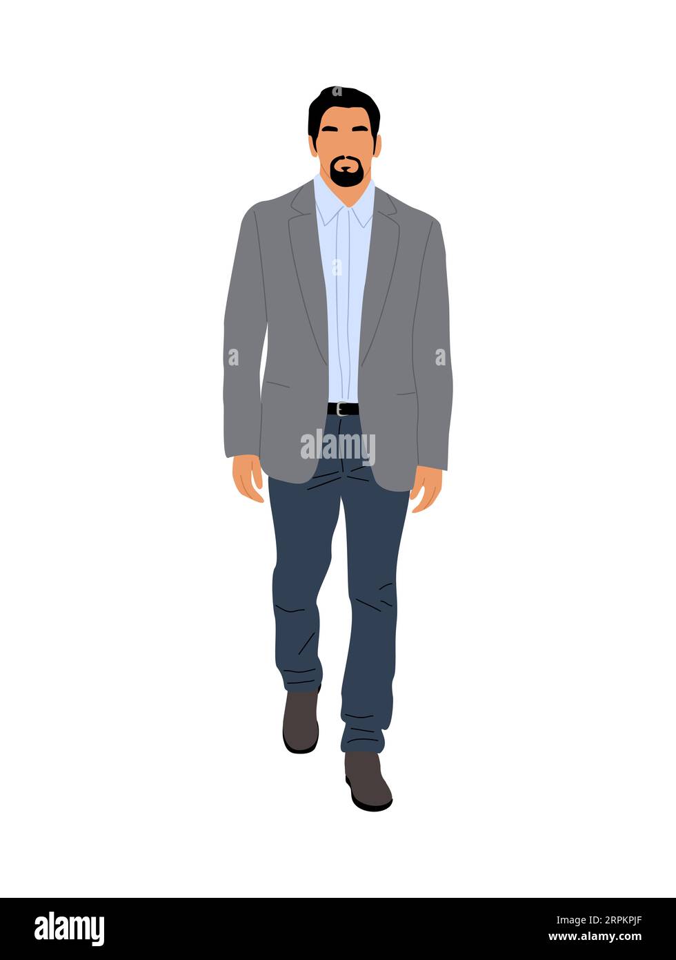 Business man walking, standing front view vector Stock Vector Image ...