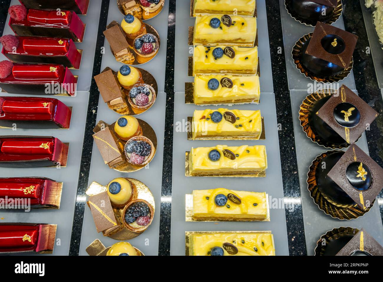 Cake and pastries display, Cafe Central, Vienna, Austria Stock Photo ...