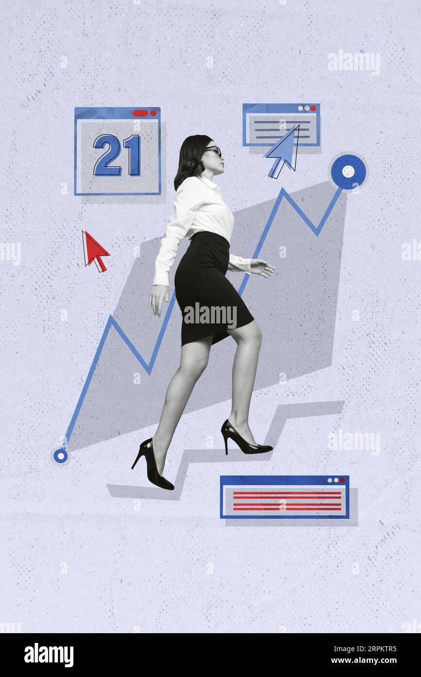 Image collage picture artwork of successful purposeful lady going ...