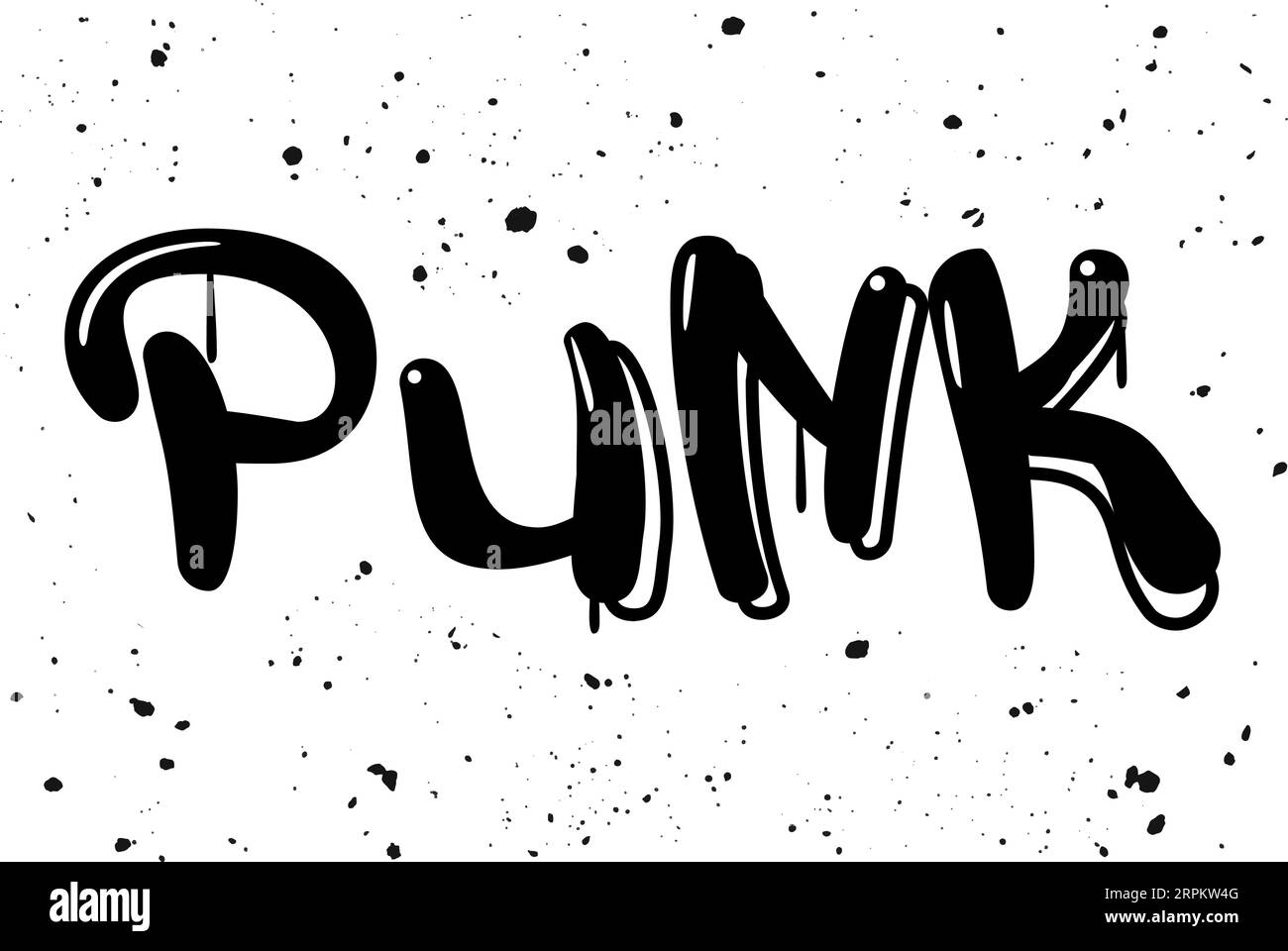 Punk word graffiti grunge lettering. Ink spray doodle text illustration ...