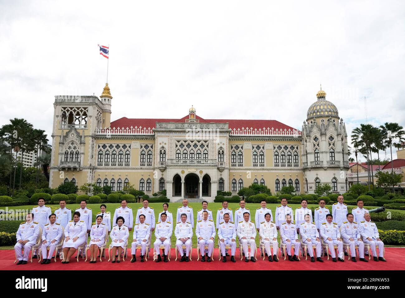 Thailand's Prime Minister Srettha Thavisin, ninth from left in front row, and his cabinet ...
