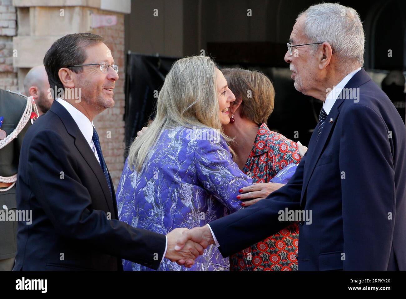 Israel's President Isaac Herzog, left, and his wife Michal Herzog ...