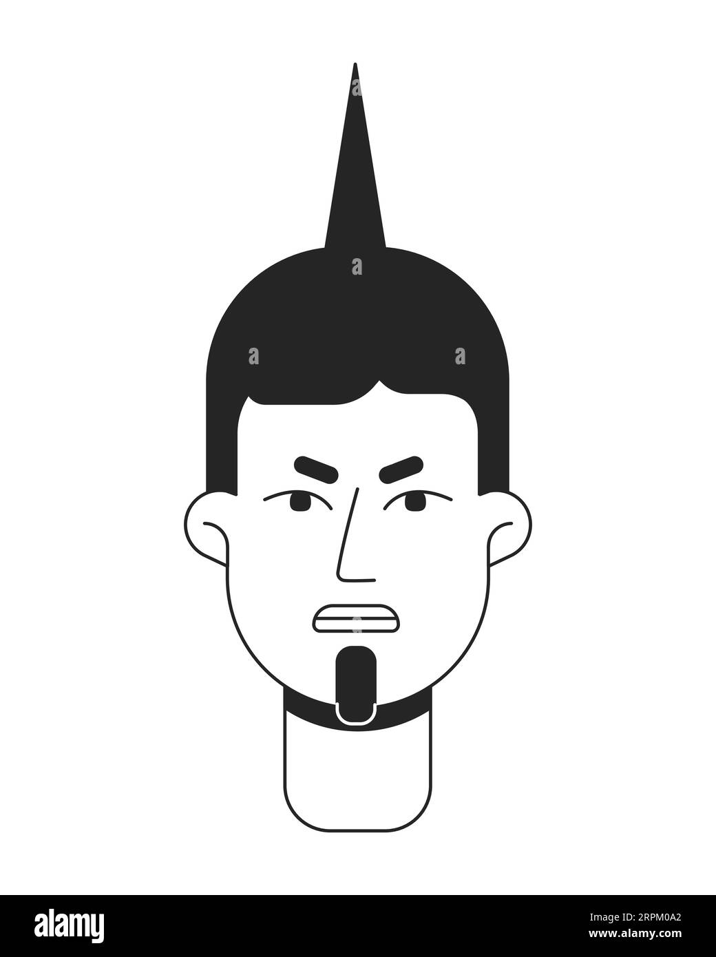 Angry man monochrome flat linear character head Stock Vector Image ...