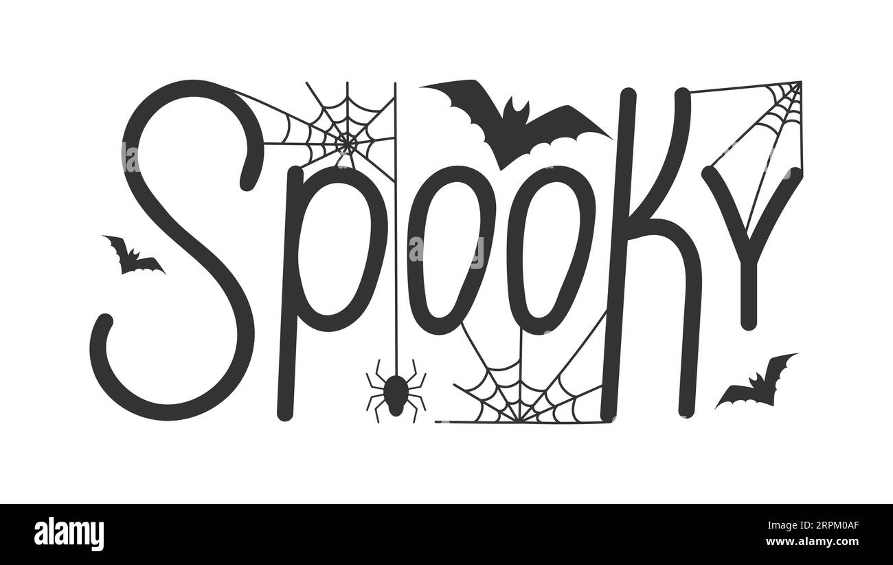 Spooky lettering design with bats and spider web Stock Vector Image ...