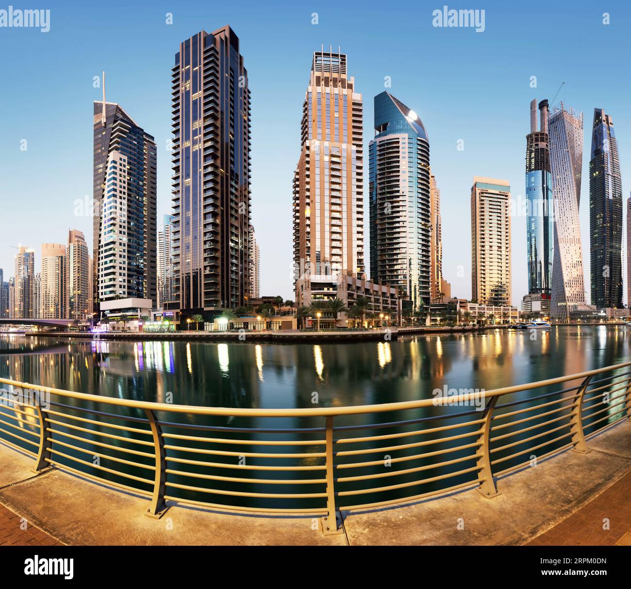 Dubai city skyline panorama at sunset, UAE marina travel photo. Dubai ...