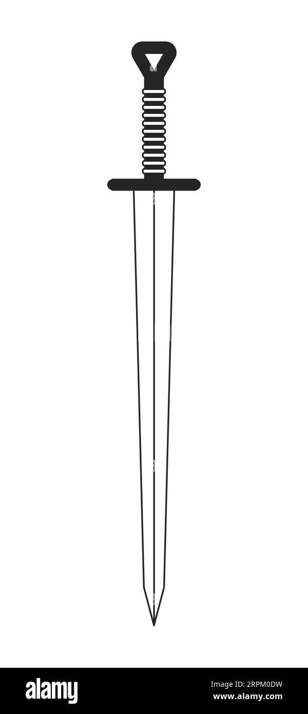 Medieval steel sword flat monochrome isolated vector object Stock ...