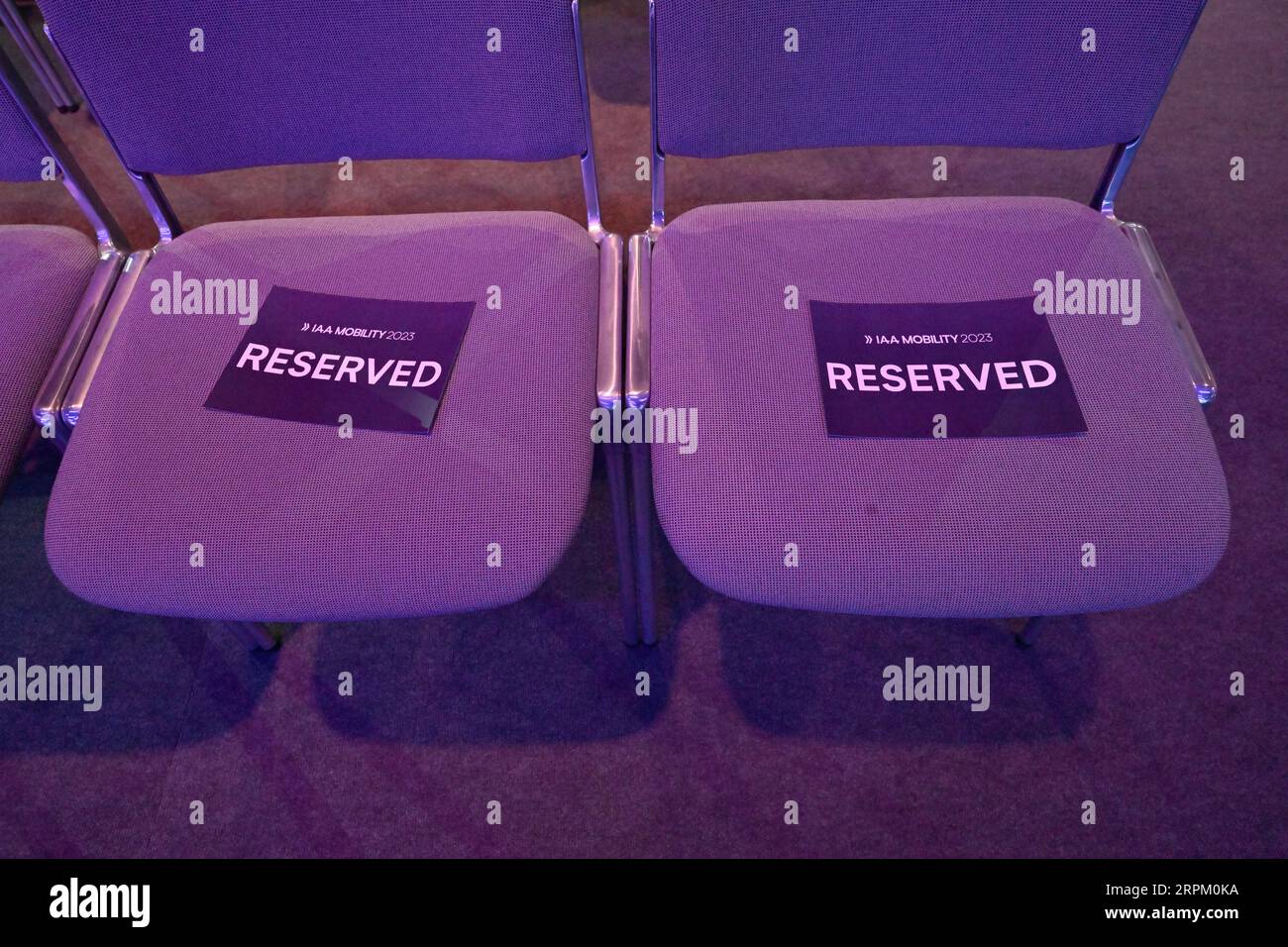 Munich, Germany. 05th Sep, 2023. Signs lie on reserved seats before the ...