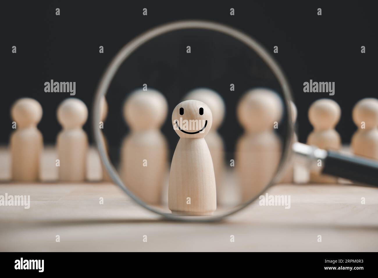 Magnifying glass emotion face icon in HR search Stock Photo - Alamy