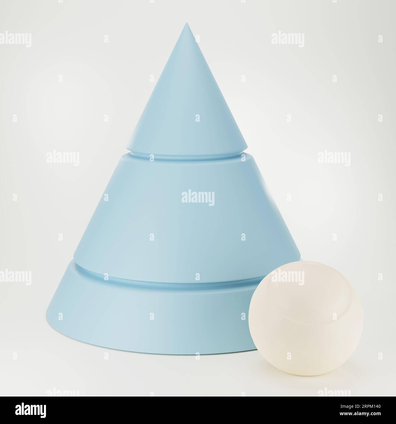 3d render illustration, abstract cone object with round element ...