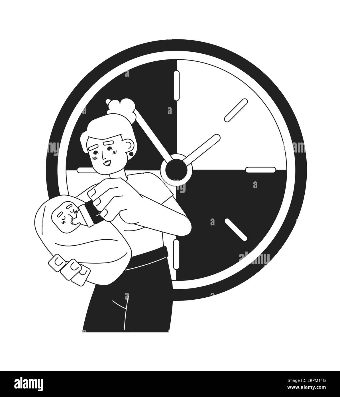 Baby feeding in time monochrome concept vector spot illustration Stock ... Baby feeding in time monochrome concept vector spot illustration Stock ...