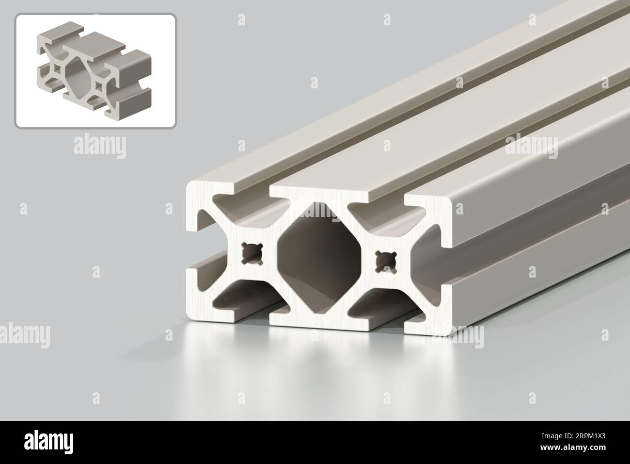 Aluminium construction profile 40x20 lying on a reflective surface - 3d ...