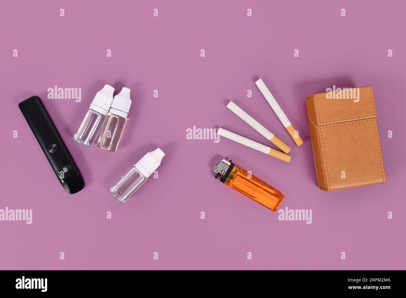 Electronic and real cigarette comparison Stock Photo - Alamy