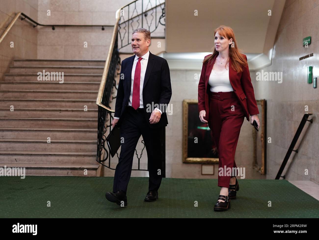 Labour leader Sir Keir Starmer with Angela Rayner arriving with his ...
