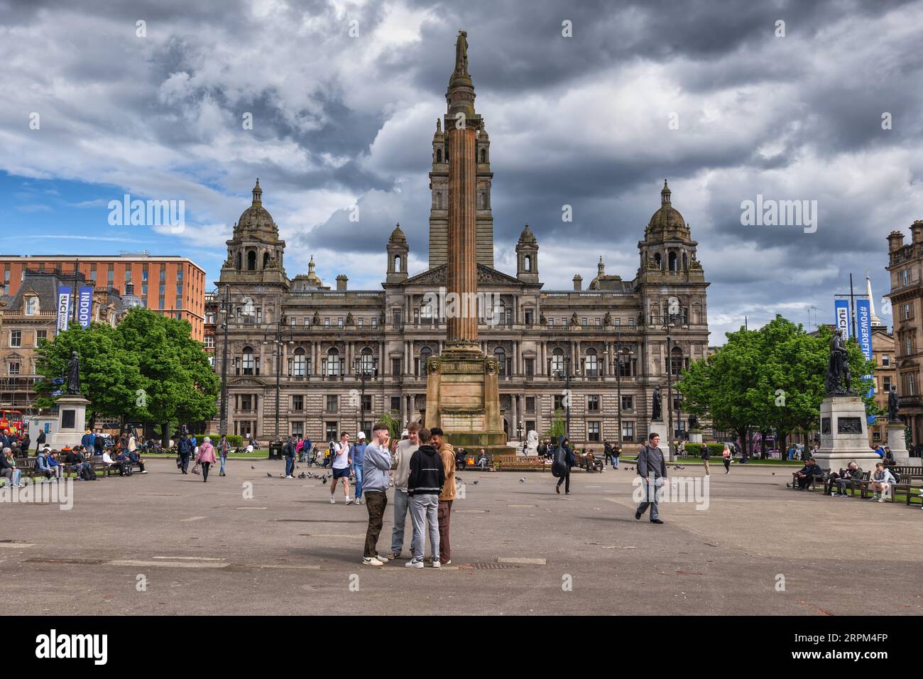 The Monuments And George Square Glasgow Scotland City Of Glasgow,