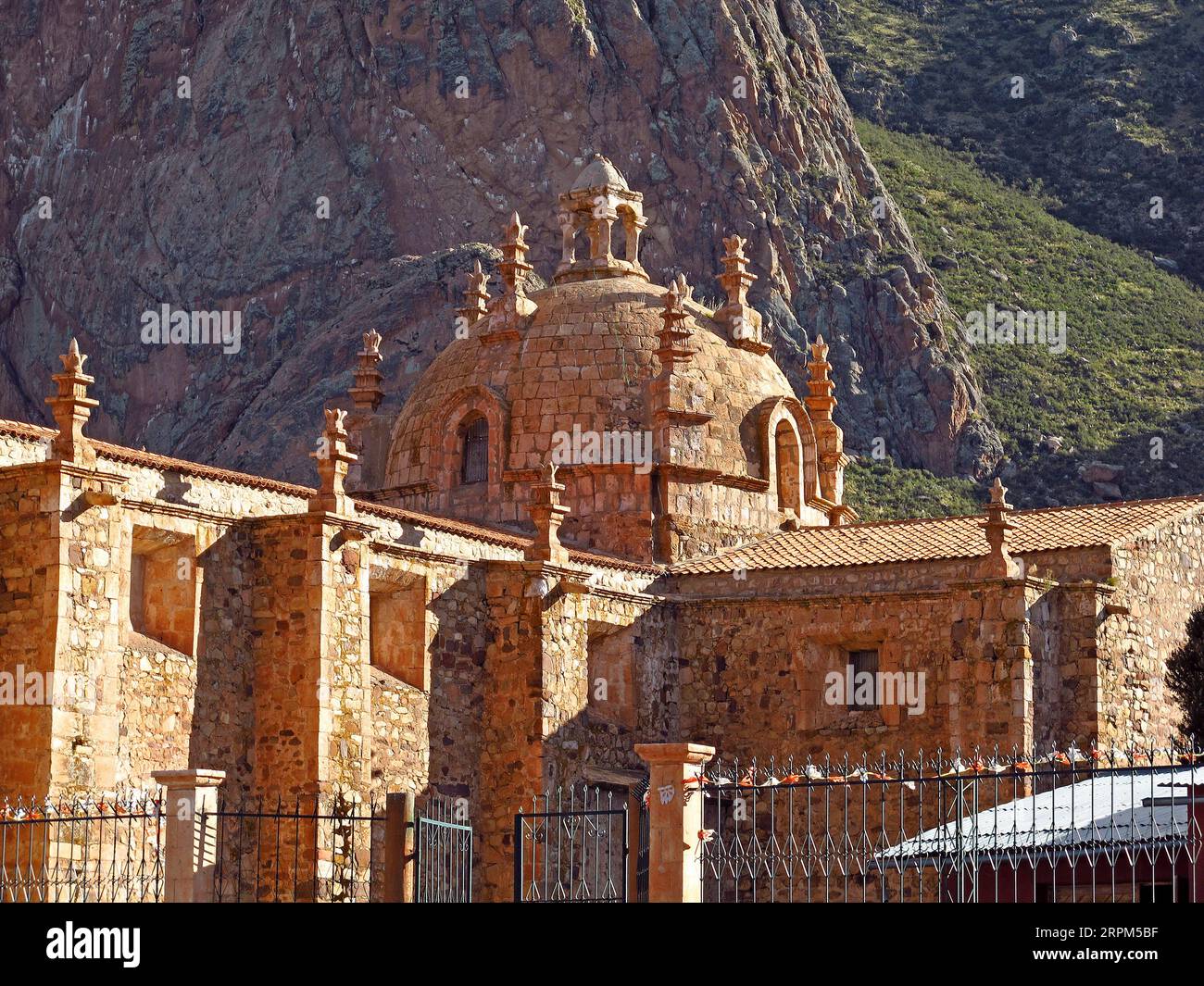 The ancient church in the small city on Altiplano, Peru, South America ...