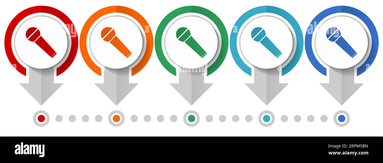 Microphone and music, karaoke vector icon set, flat design infographic ...