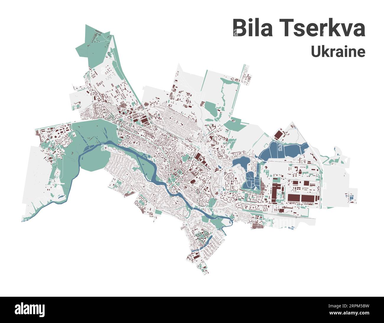 Bila Tserkva map, city in Ukraine. Municipal administrative area map ...