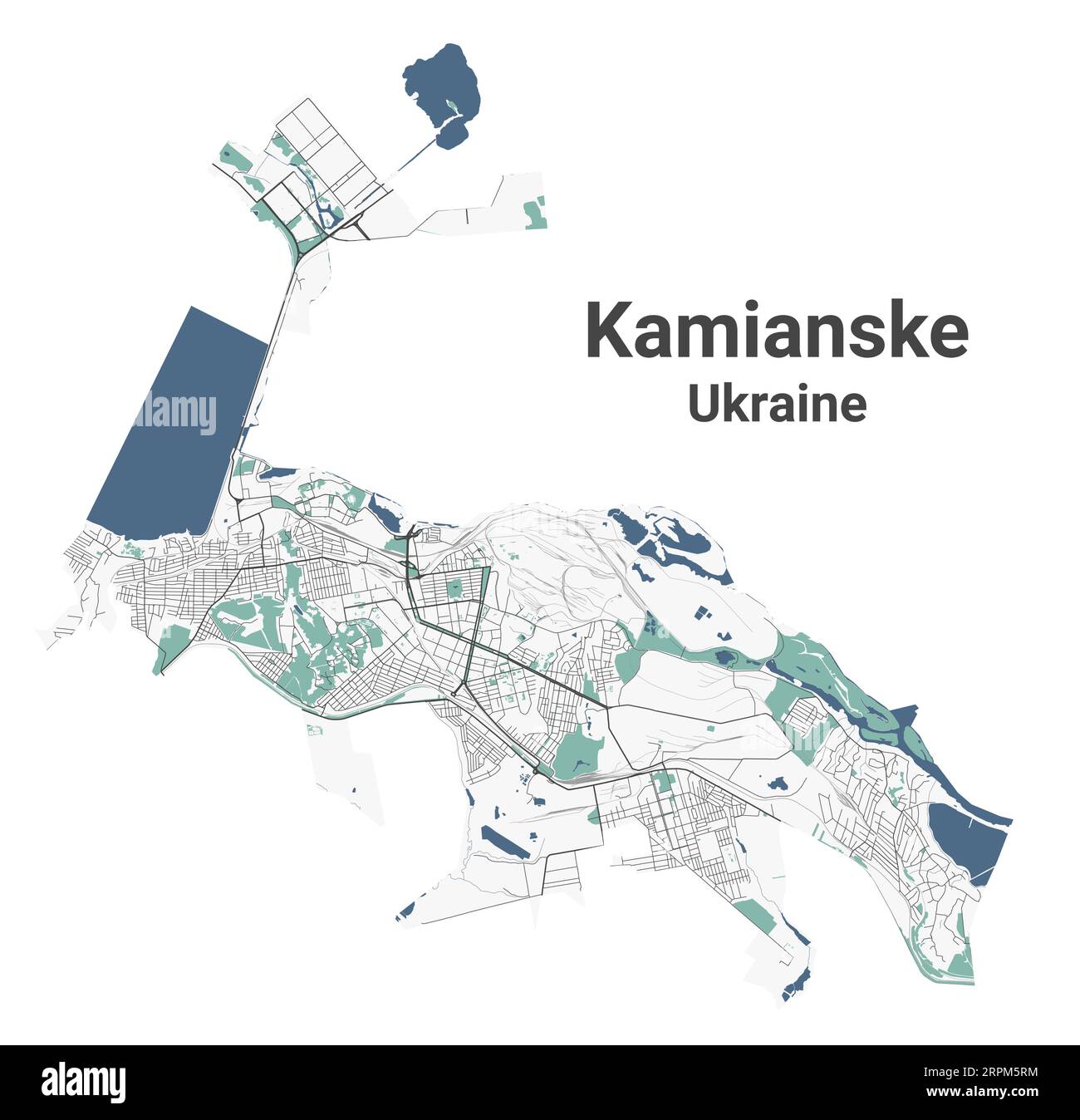 Kamianske map, Ukrainian city. Municipal administrative area map with ...