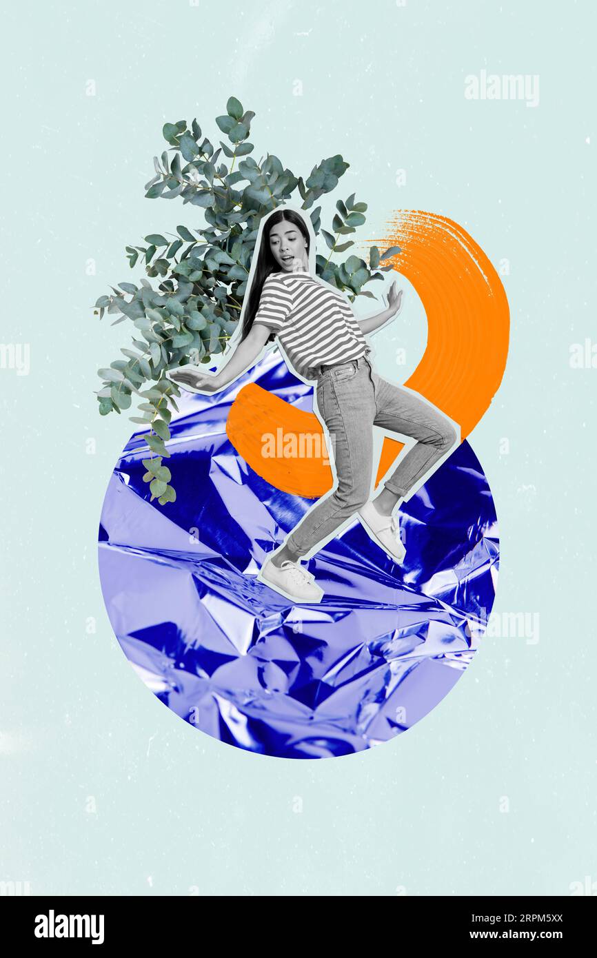 Funky young girl dancing collage artwork exclusive magazine careless ...