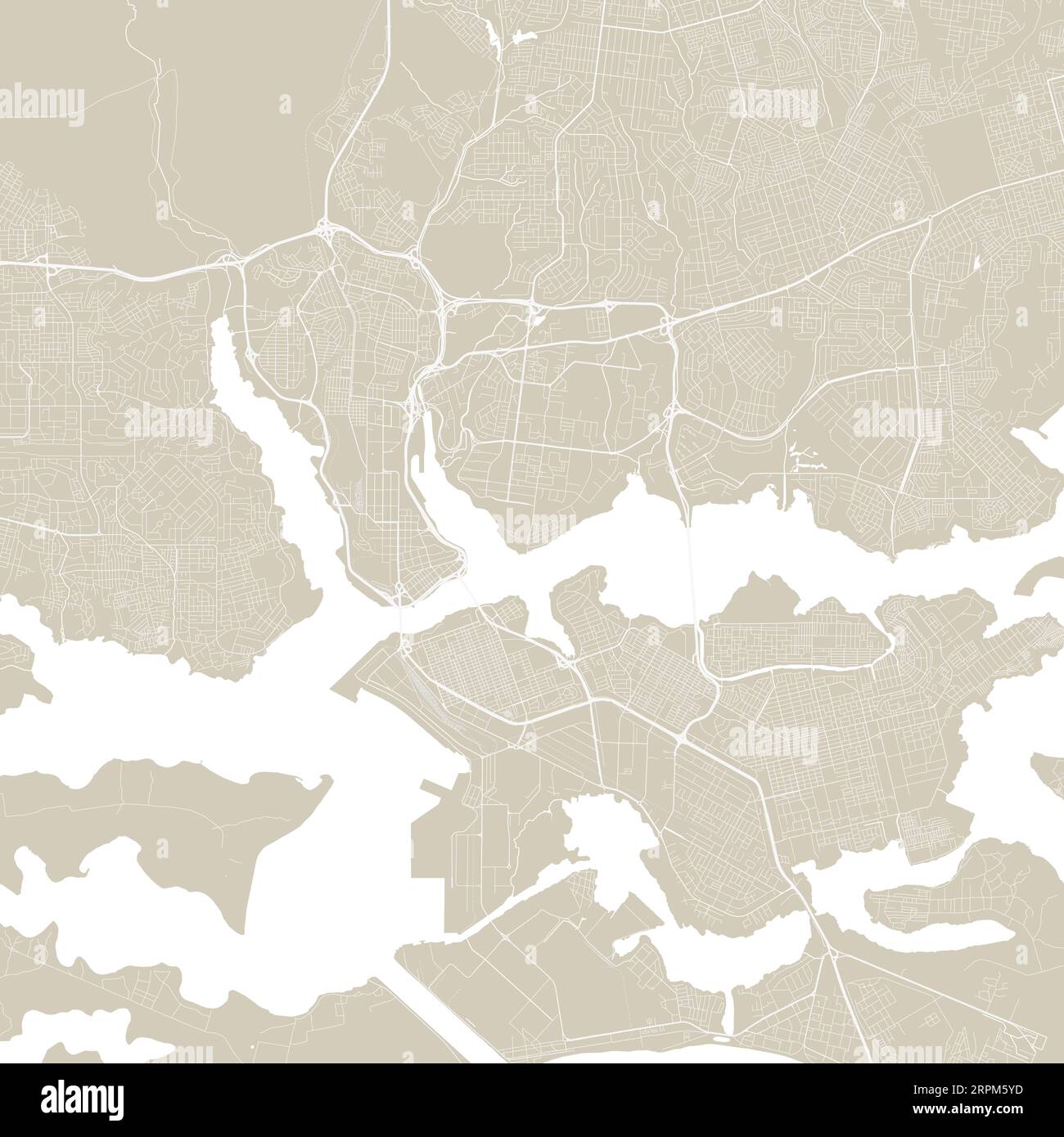 Vector map of Abidjan, Cote d'Ivoire. Urban city road map poster ...