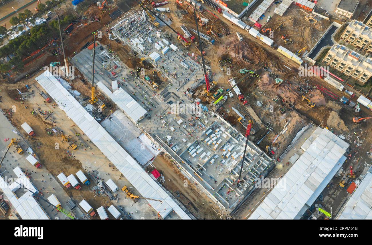 200130 -- WUHAN, Jan. 30, 2020 -- Aerial photo taken on Jan. 30, 2020 ...