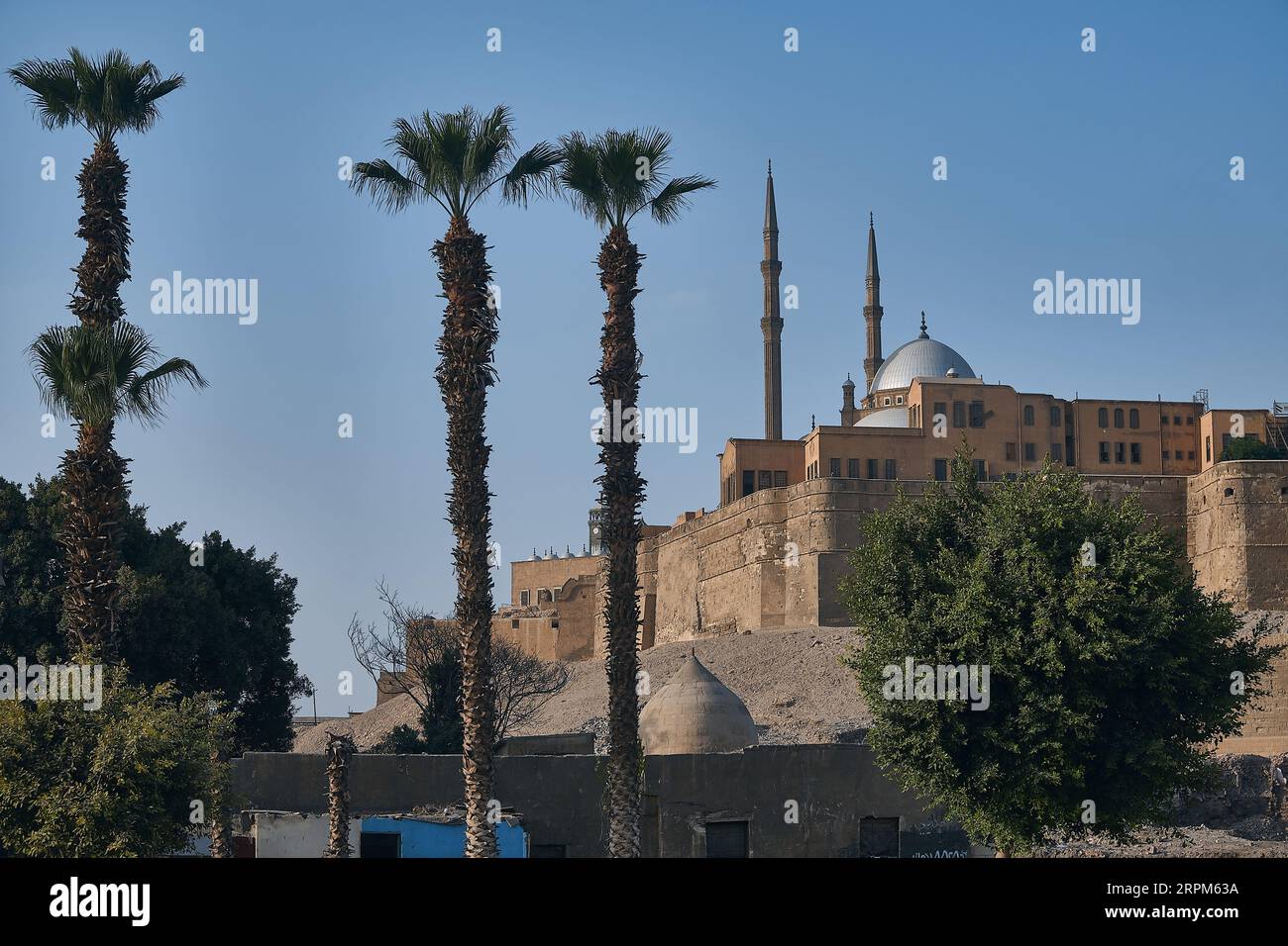The Great Mosque of Muhammad Ali Pasha or Alabaster Mosque and walls of ...