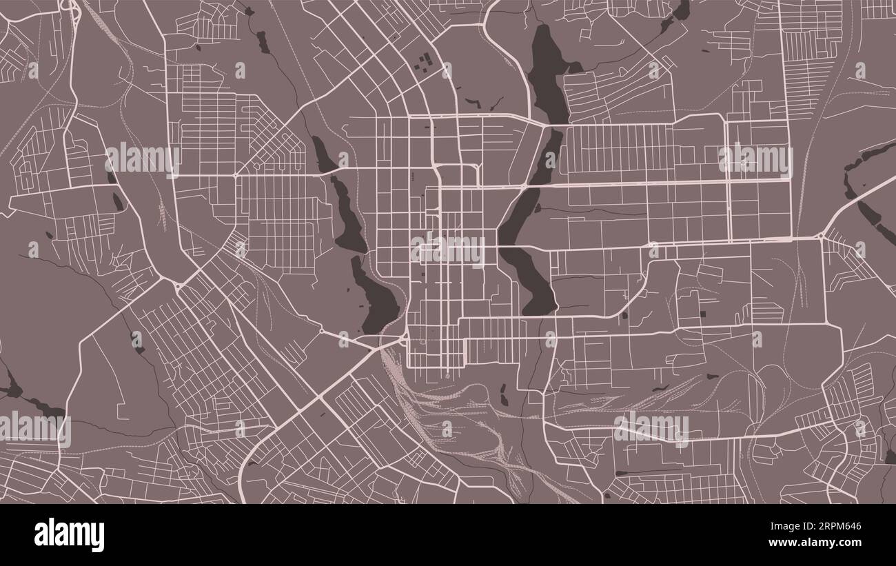 Background Donetsk map, Ukraine, red city poster. Vector map with roads ...