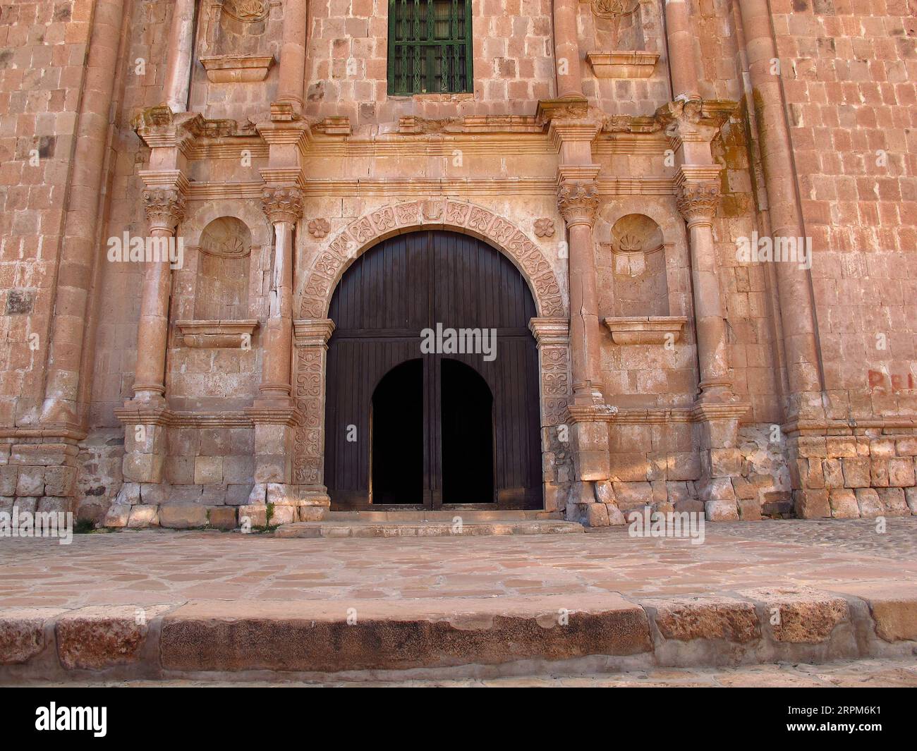 The ancient church in the small city on Altiplano, Peru, South America ...