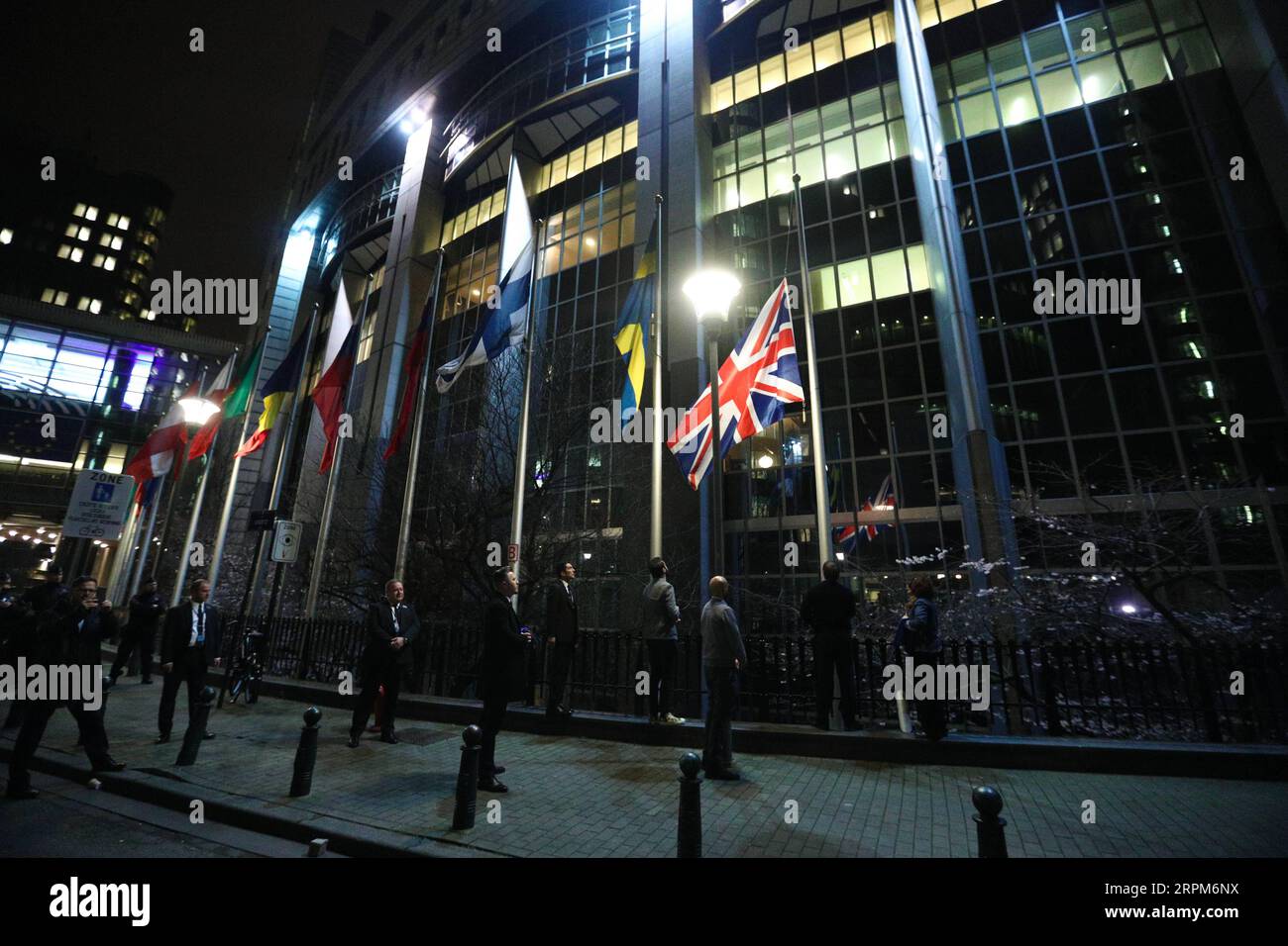 Uk flag lowered eu hi-res stock photography and images - Alamy