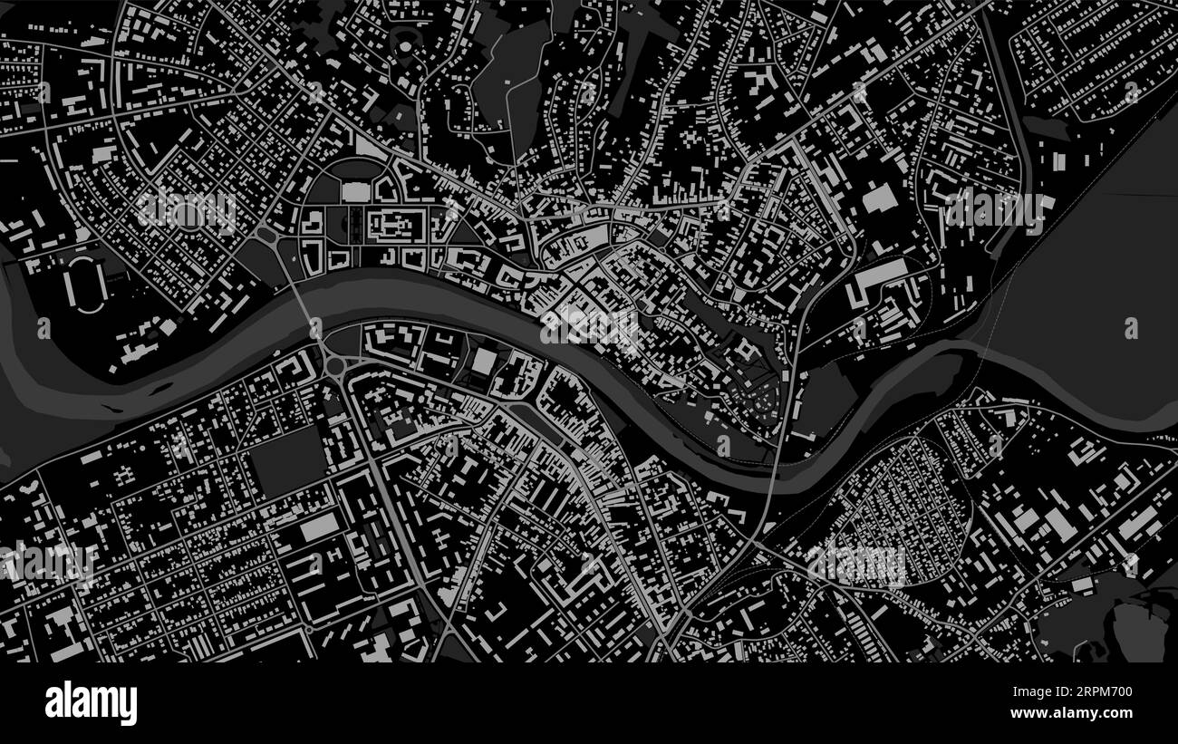 Map of Uzhhorod city, Ukraine. Urban black and white poster. Road map ...