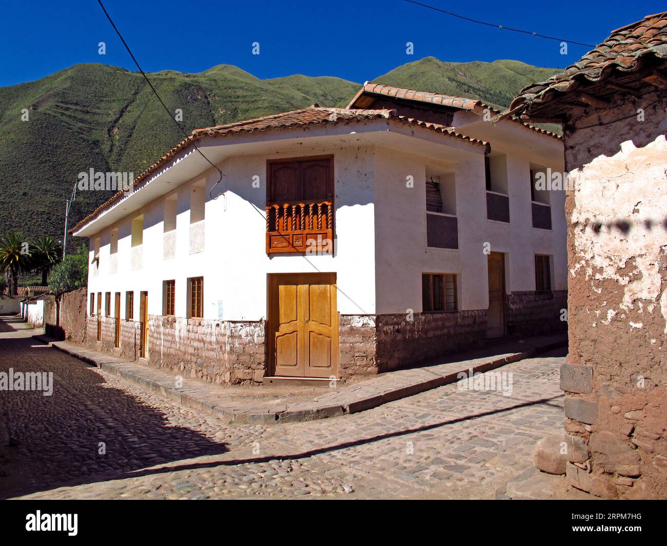 The small street in the small city on Altiplano, Peru, South America ...