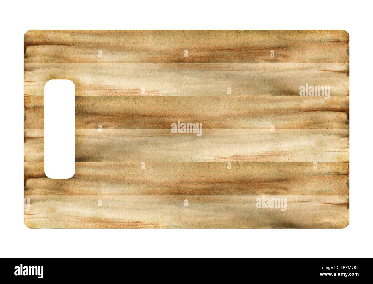 Hand drawn watercolor choppind cutting board for kitchen cooking, wood ...