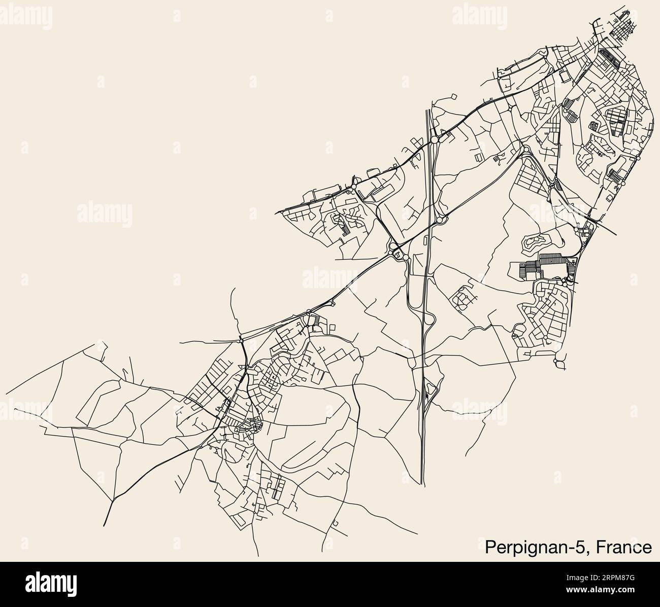 Street roads map of the PERPIGNAN-5 CANTON, PERPIGNAN Stock Vector ...