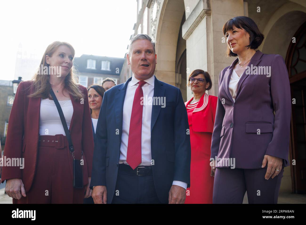 London, UK. 05th Sep, 2023. Sir Keir Starmer (C) and members of the ...