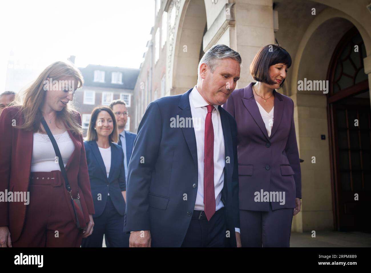 London, UK. 05th Sep, 2023. Sir Keir Starmer (C) and members of the ...