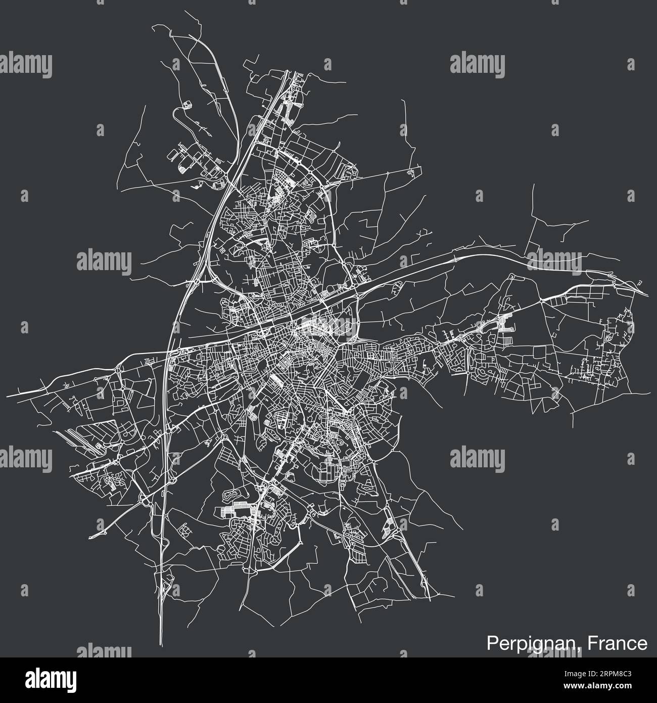 Street roads map of PERPIGNAN, FRANCE Stock Vector Image & Art - Alamy