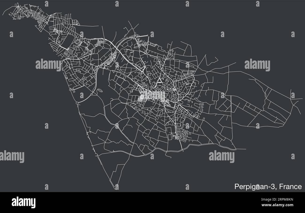 Street roads map of the PERPIGNAN-3 CANTON, PERPIGNAN Stock Vector ...
