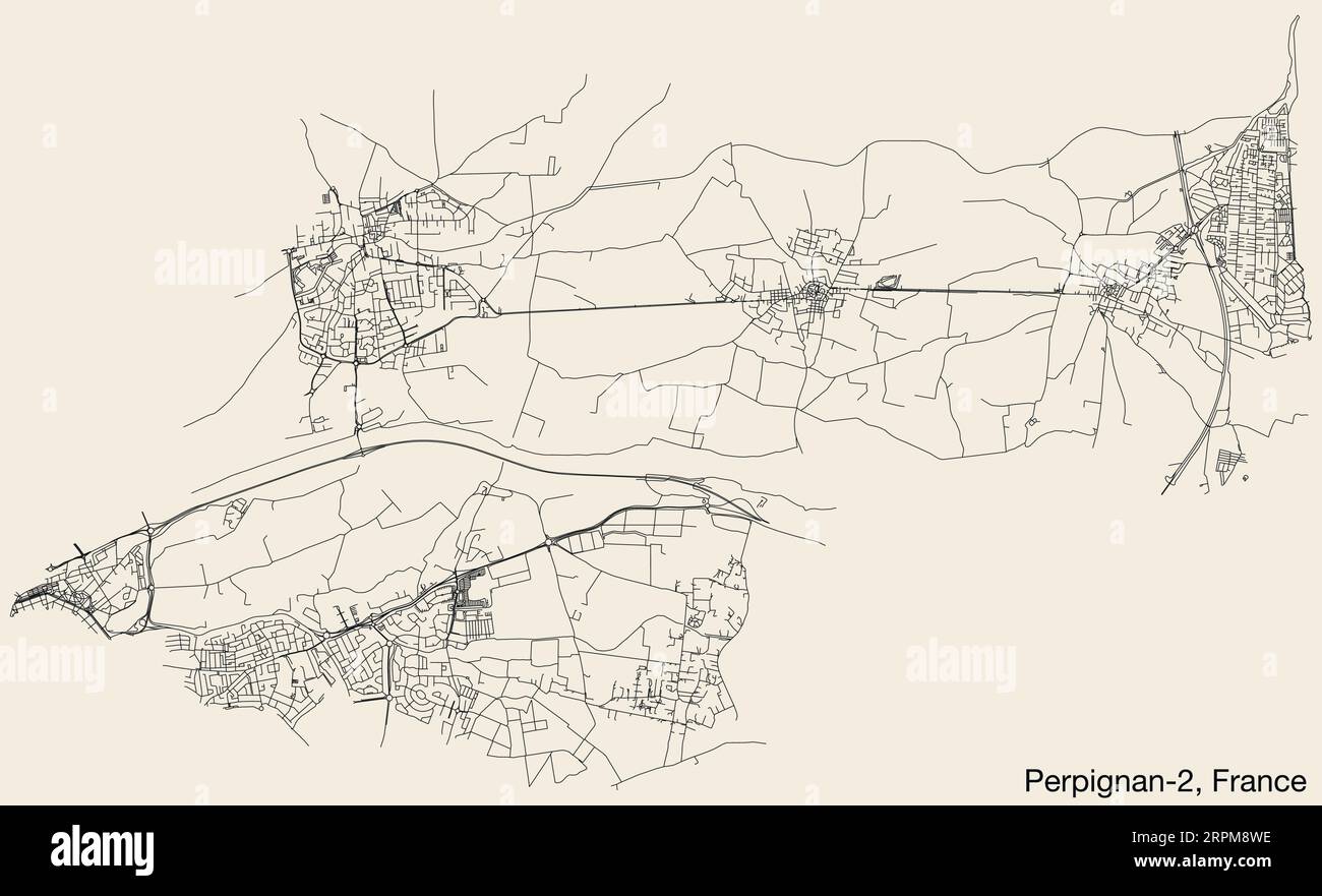 Street roads map of the PERPIGNAN-2 CANTON, PERPIGNAN Stock Vector ...