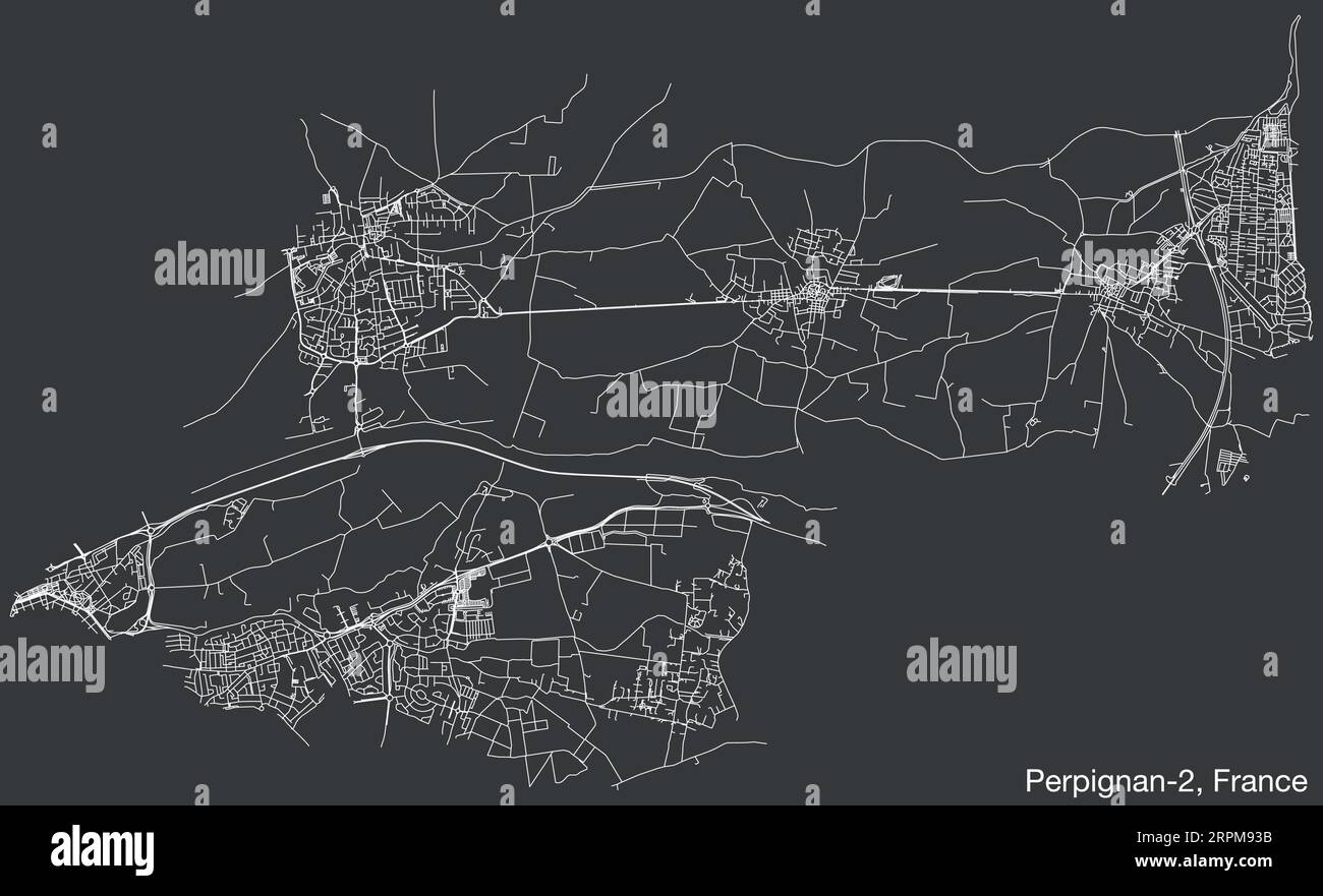 Street roads map of the PERPIGNAN-2 CANTON, PERPIGNAN Stock Vector ...