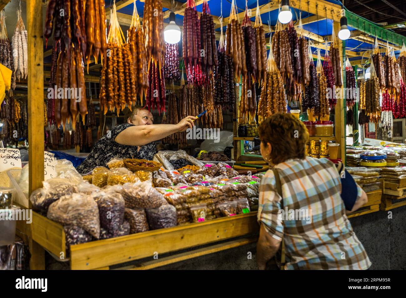 Covered farmers' market in Telavi, the capital of the Georgian province ...