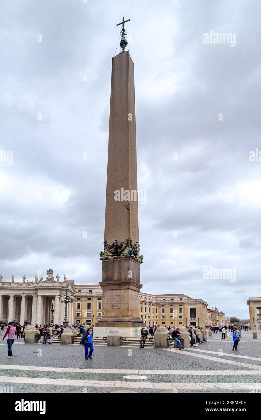 ROME, VATICAN - MARTH 9, 2023: This is a 40-meter ancient Roman obelisk ...