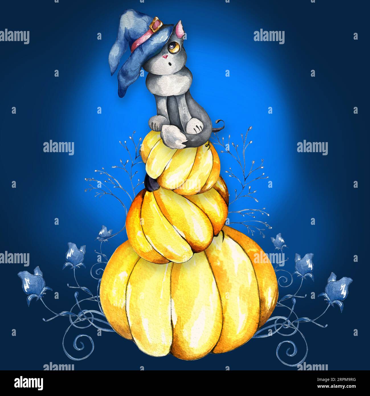 Watercolor hand painted books illustration. Wizard concept. Halloween ...