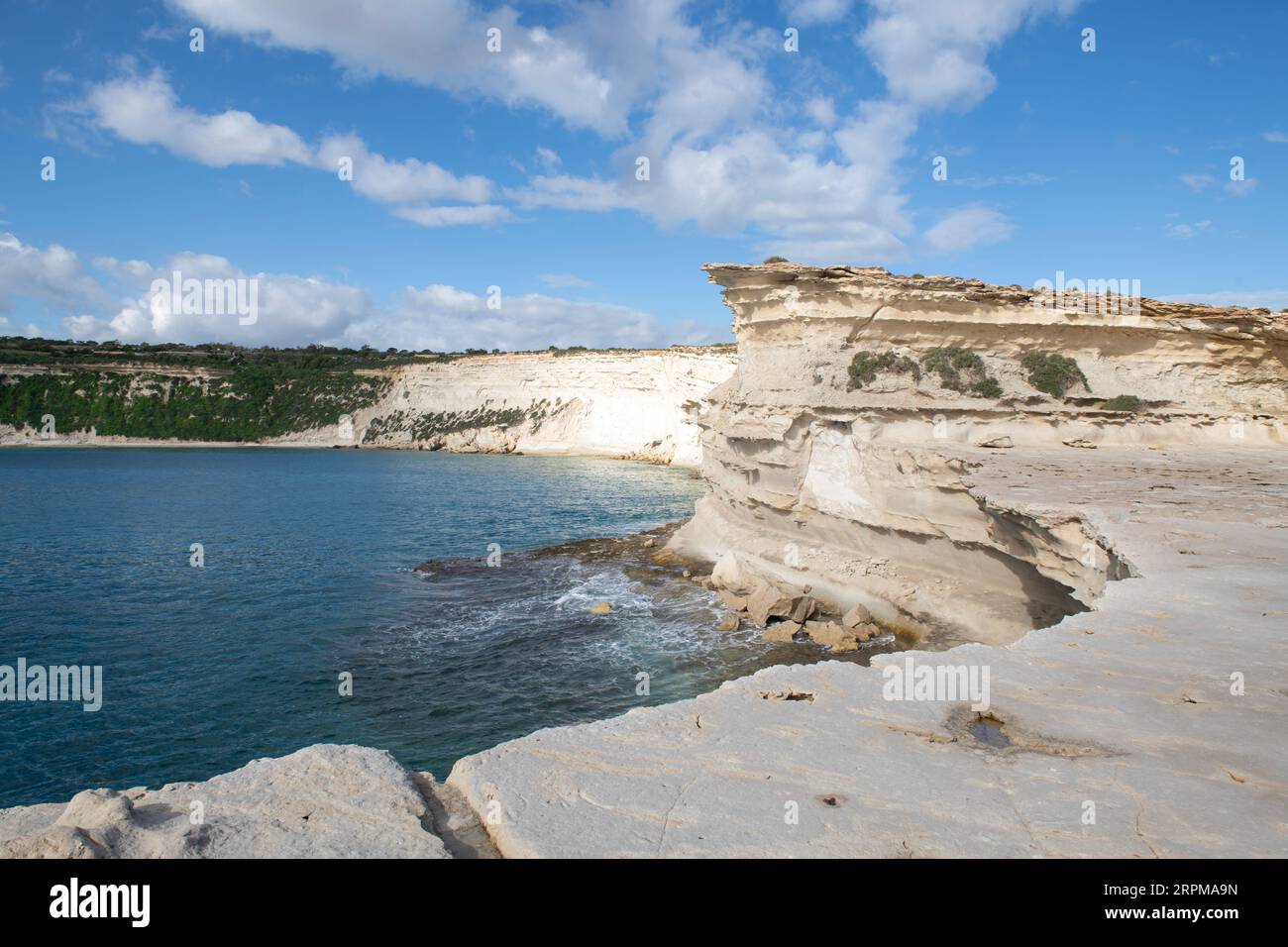 Coastline with the view to the sea. Maltese shoreline. Malta coast ...