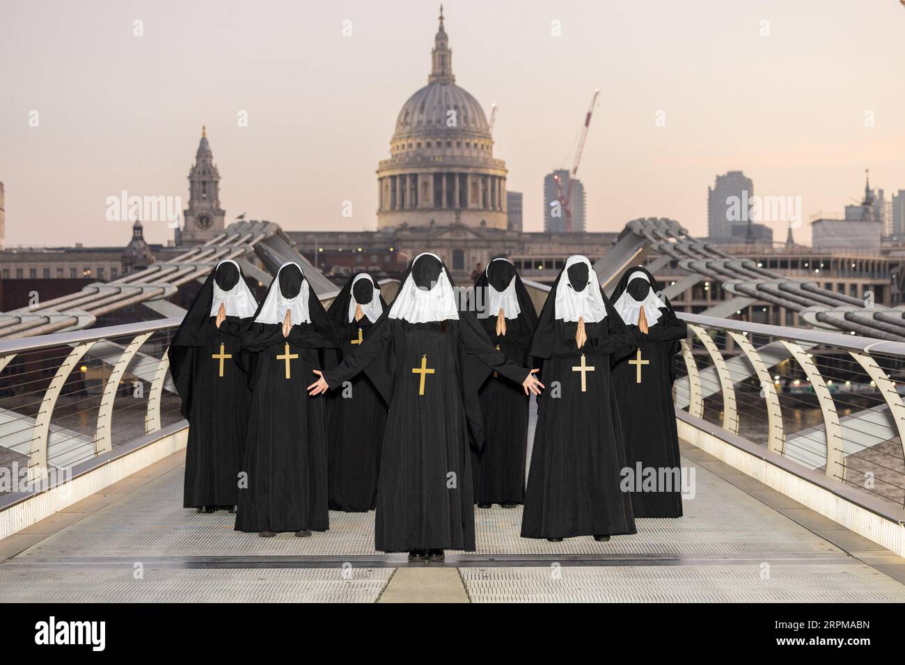 Seven demonic nuns descend on London's Millennium Bridge to celebrate ...