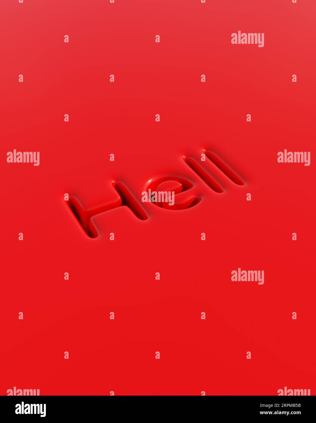 Red hell typography typescript soft round depressed shiny plastic ...