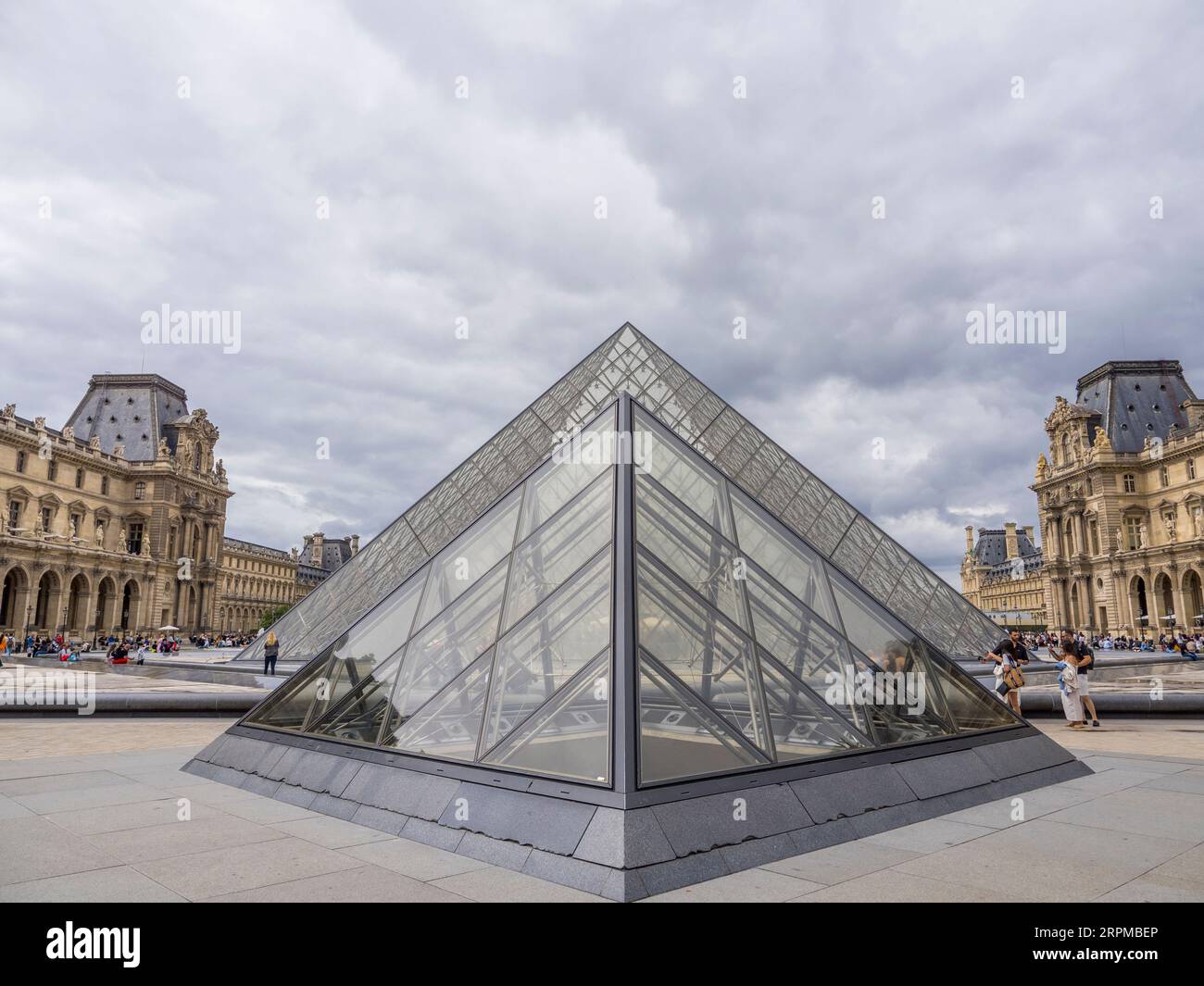 Crowds and Pyramid, Louvre Museum, Paris, France, Europe, EU Stock ...