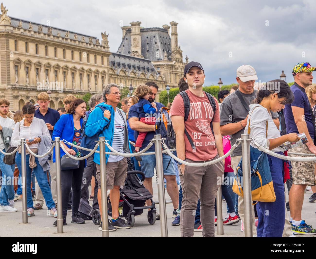 Tourists Queuing outside, Louvre Museum, Paris, France, Europe, EU ...
